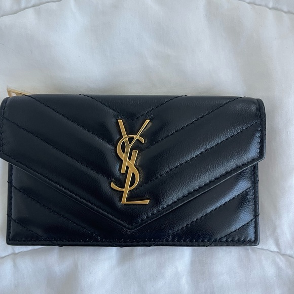 Yves Saint Laurent | Bags | Ysl Zipped Card Case In Grain De Poudre ...